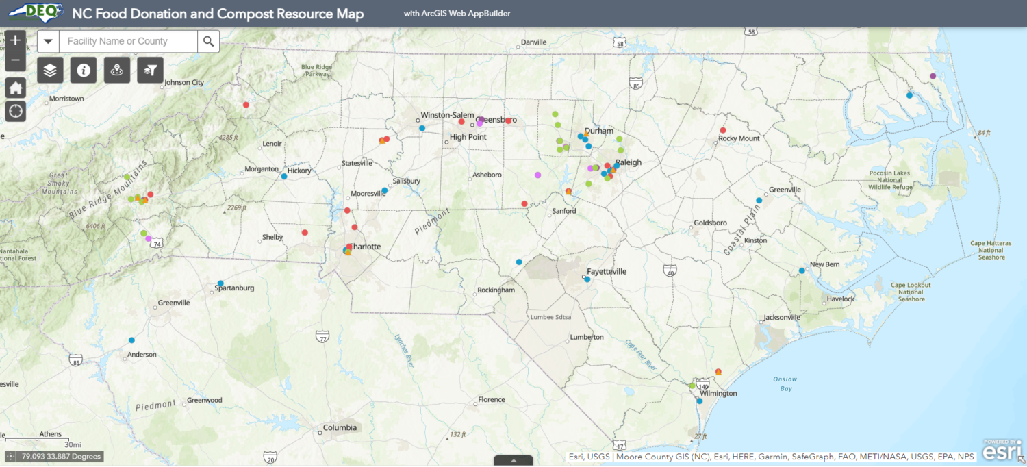 North Carolina Food Donation and Compost Resource Map - NCCC